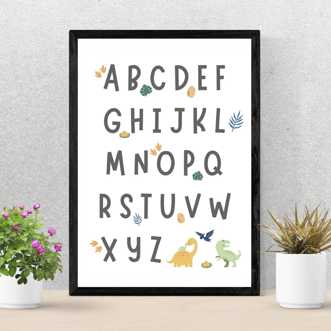 Dinosaur Alphabet Sign Digital Download Dinosaur Nursery Wall Art ...