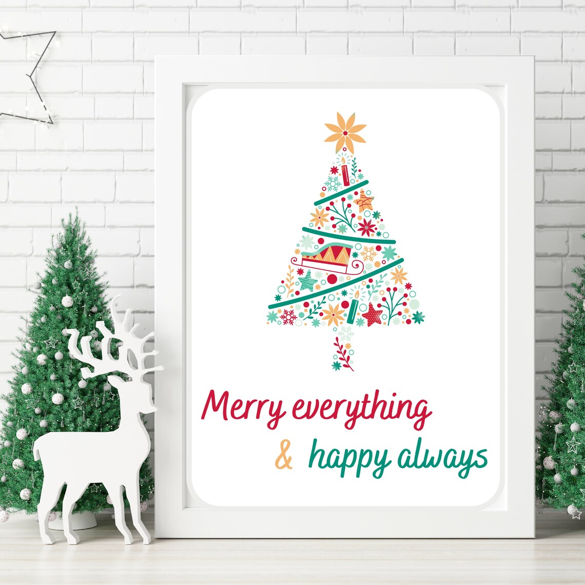 Merry Everything Christmas Tree Wall Art Holiday Decor - Etsy