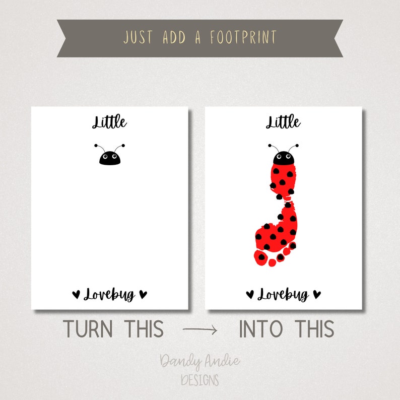 Little Love Bugs Footprint Art | Printable Kids Craft Template | Mother ...
