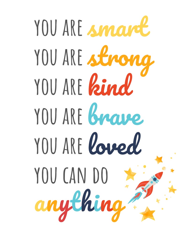 Space Themed Affirmations Wall Art, Digital Download, Space Nursery ...