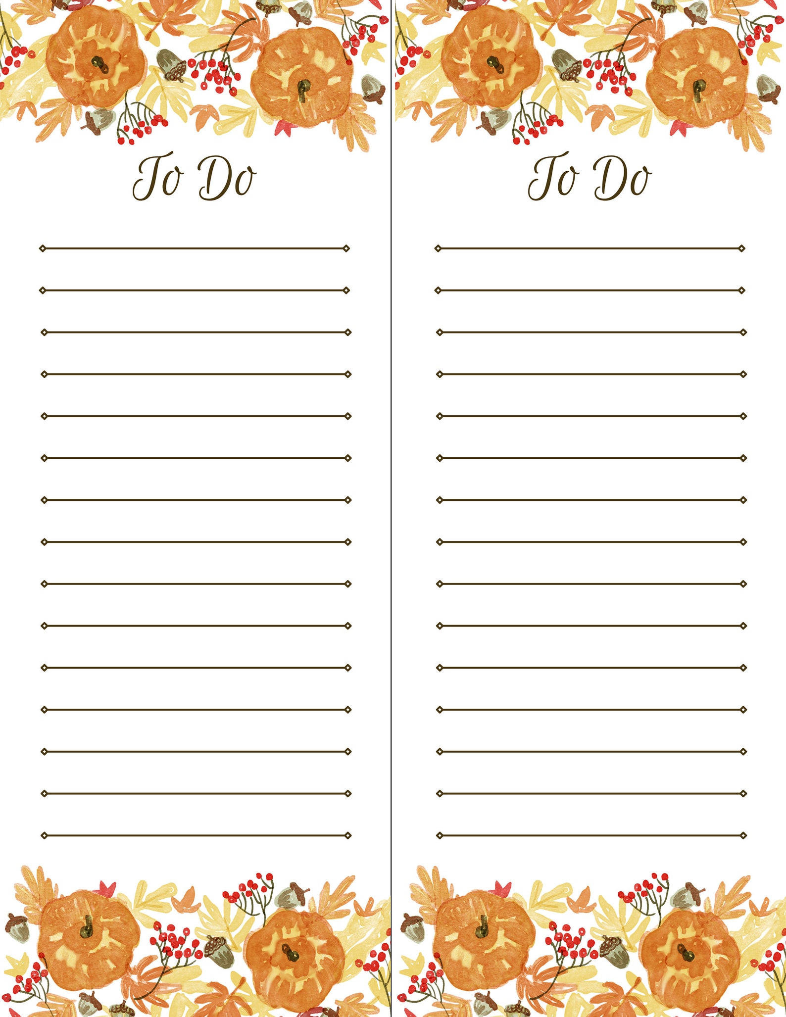 Fall Themed to Do List, Pumpkin and Leaves, Digital Download, Printable ...