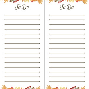 Fall Themed to Do List, Pumpkin and Leaves, Digital Download, Printable ...