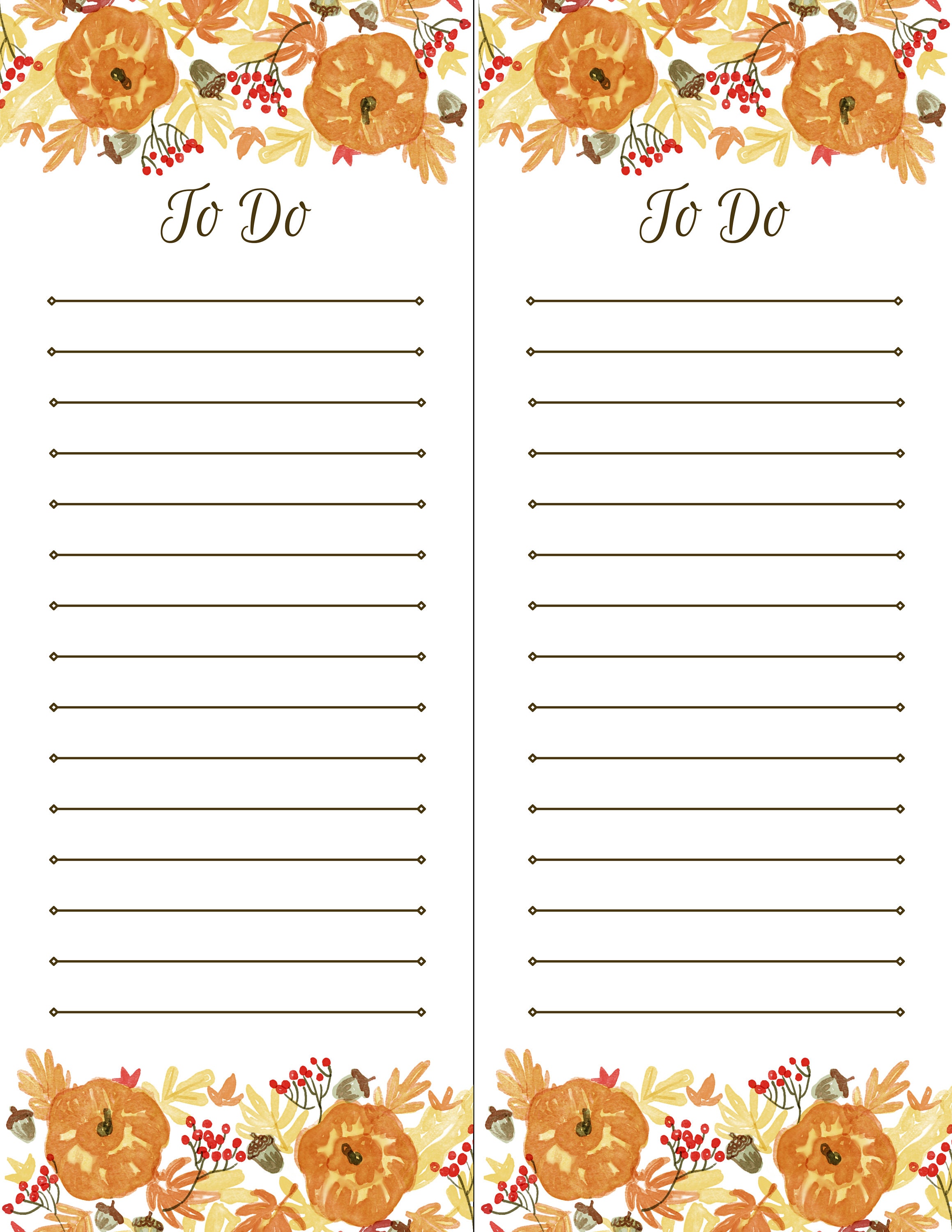 Fall Themed to Do List, Pumpkin and Leaves, Digital Download, Printable ...