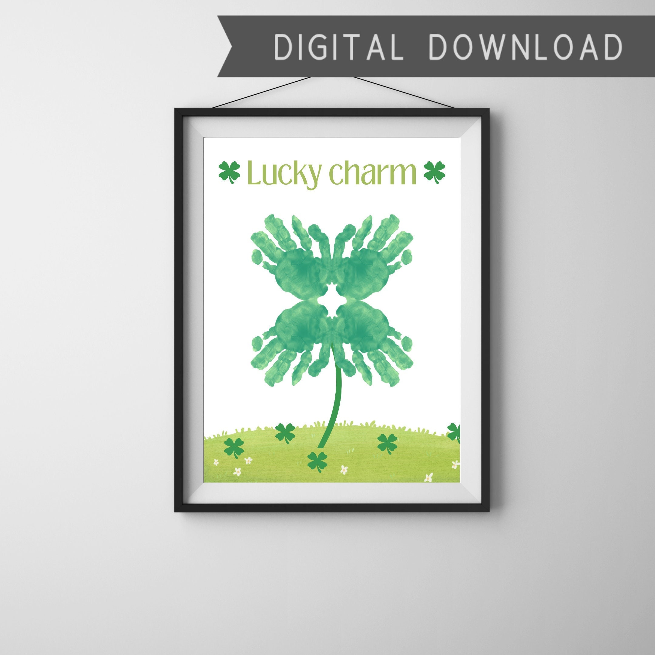 Lucky Charm Handprint Shamrock Art St. Patrick's Day Printable Craft ...