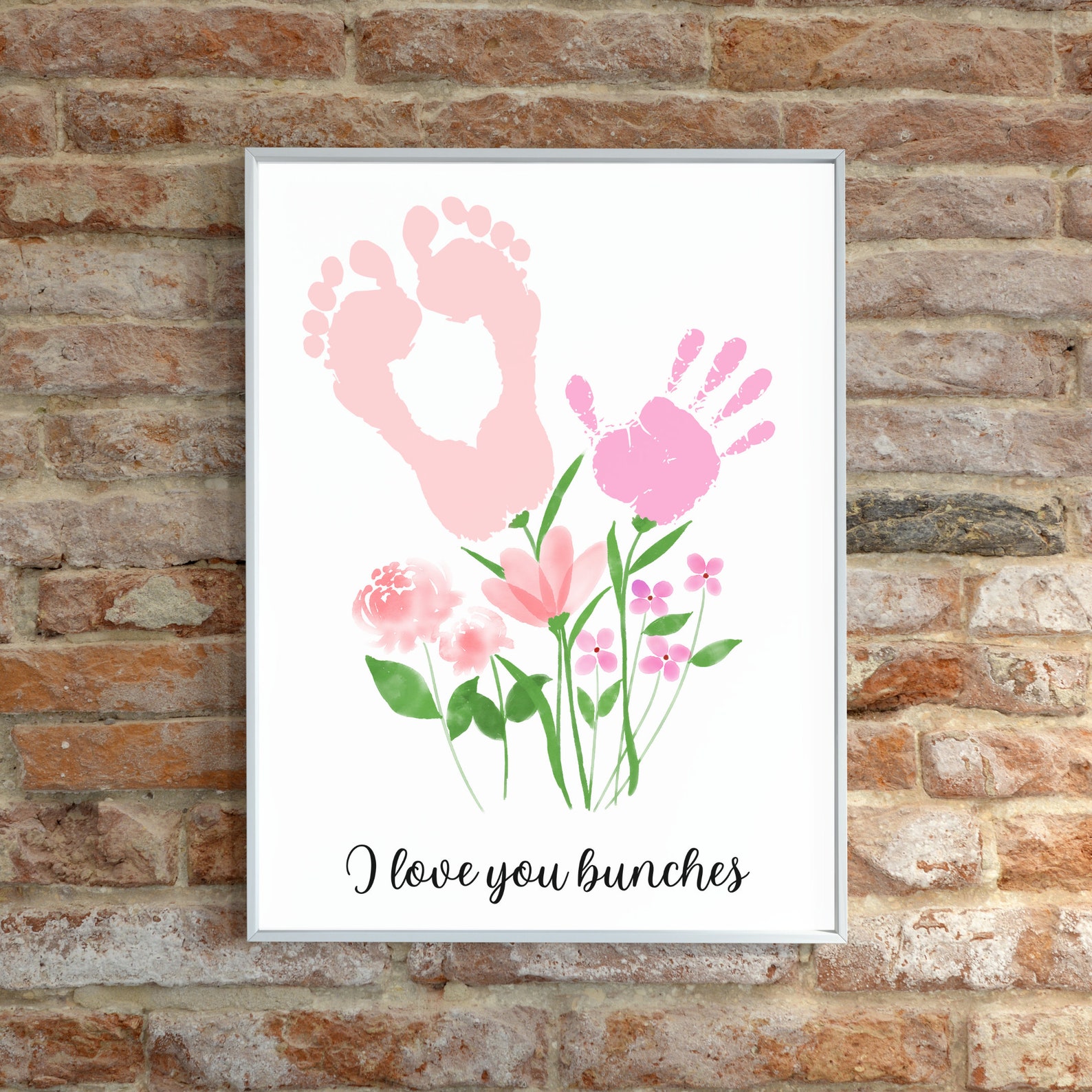I Love You Bunches Hand Footprint Art | Flower Bouquet Printable Craft ...