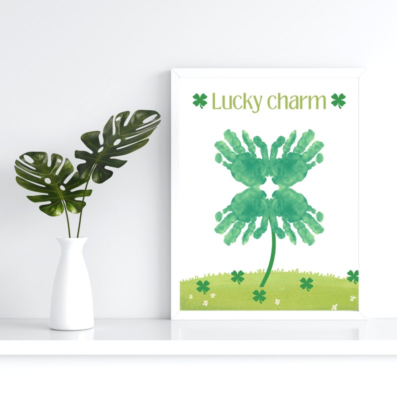 Lucky Charm Handprint Shamrock Art St. Patrick's Day Printable Craft ...