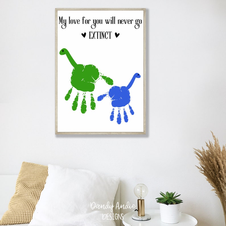 Dinosaur Handprint Art Printable Craft Template Mother's Day Father's ...