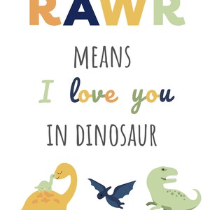 RAWR Means I Love You in Dinosaur Wall Art, Digital Download, Dinosaur ...