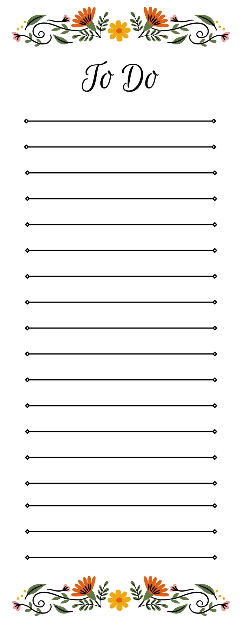 Flowered to Do List | Yellow and Orange | Simple Tasks List Template ...