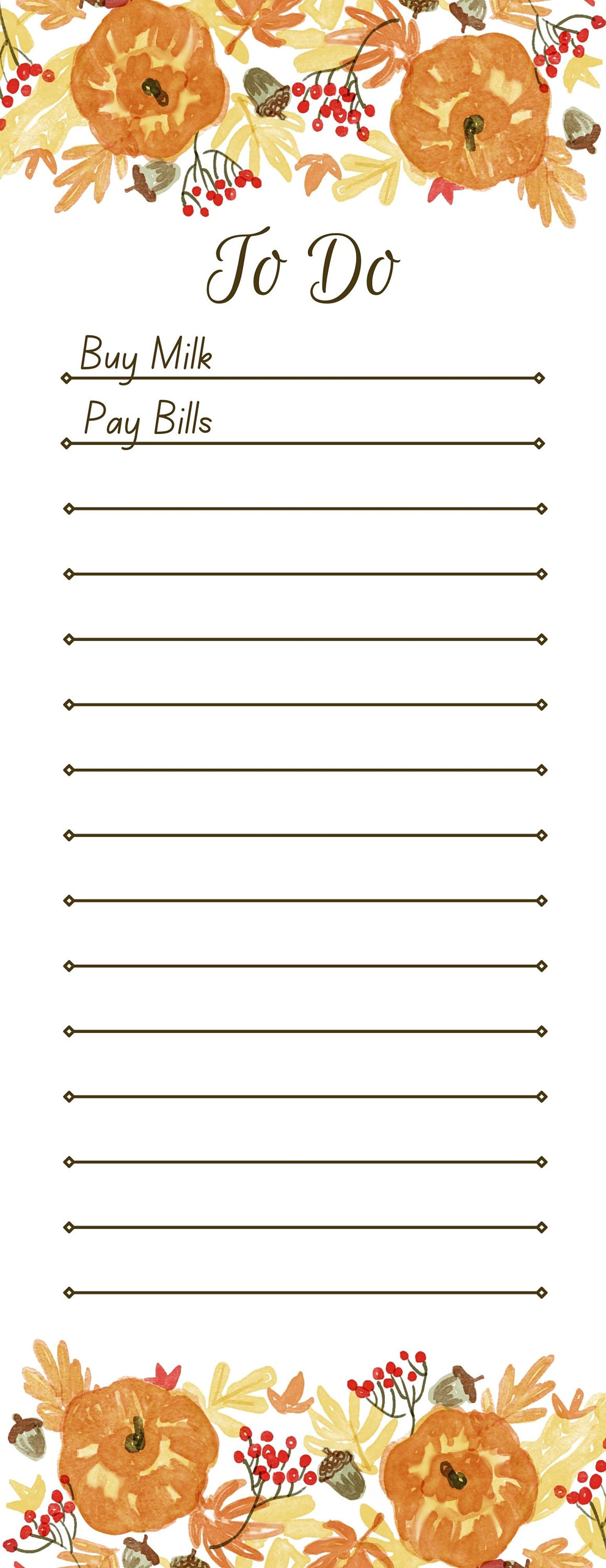 Fall Themed to Do List, Pumpkin and Leaves, Digital Download, Printable ...