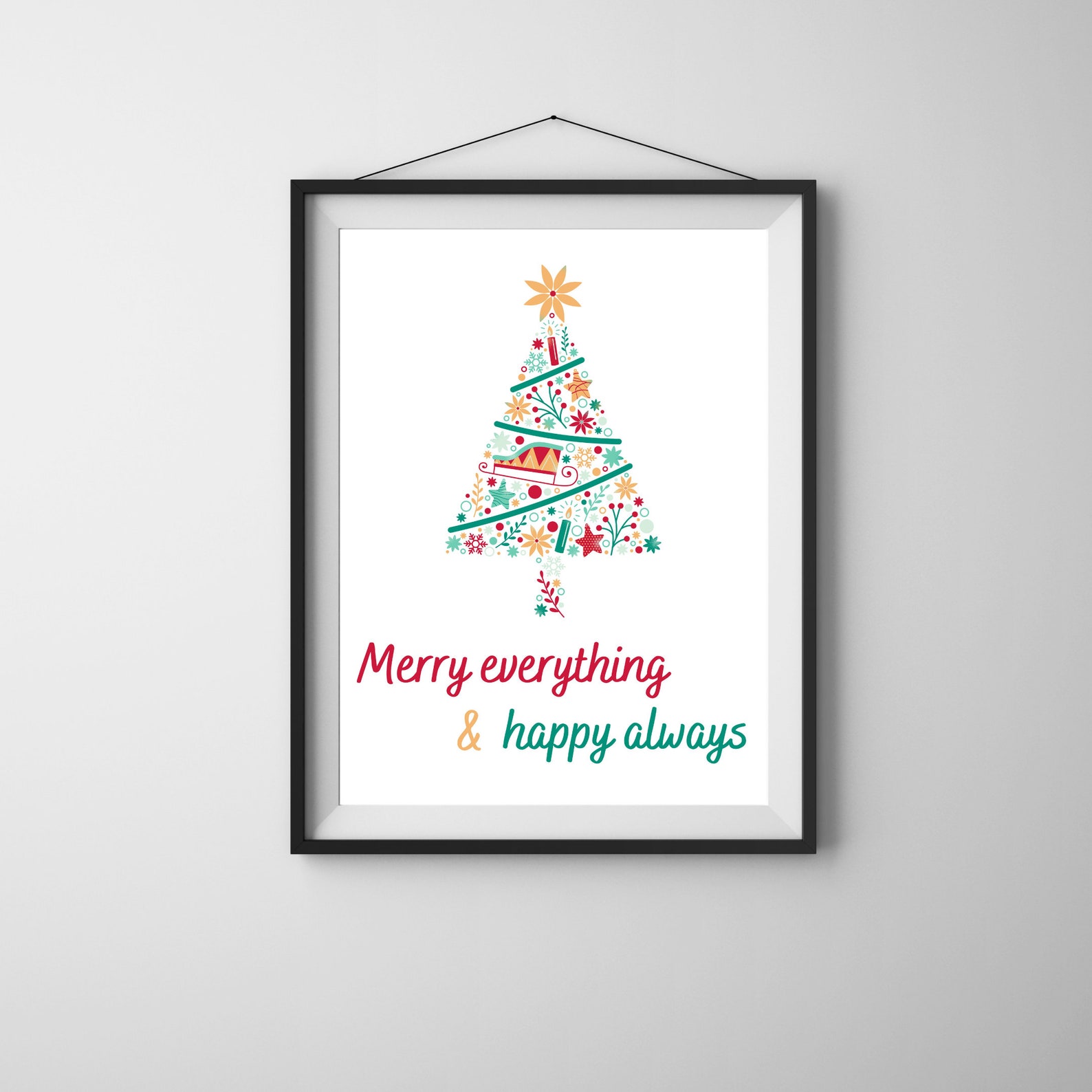 Merry Everything Christmas Tree Wall Art Holiday Decor - Etsy