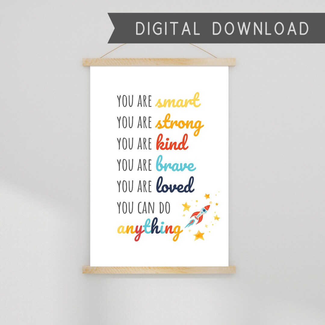Space Themed Affirmations Wall Art, Digital Download, Space Nursery ...