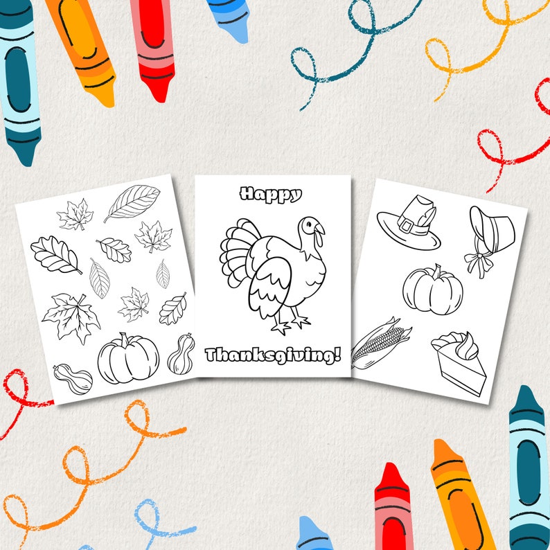 Thanksgiving Coloring Pages, Kids Activity, Digital Download, Fall ...