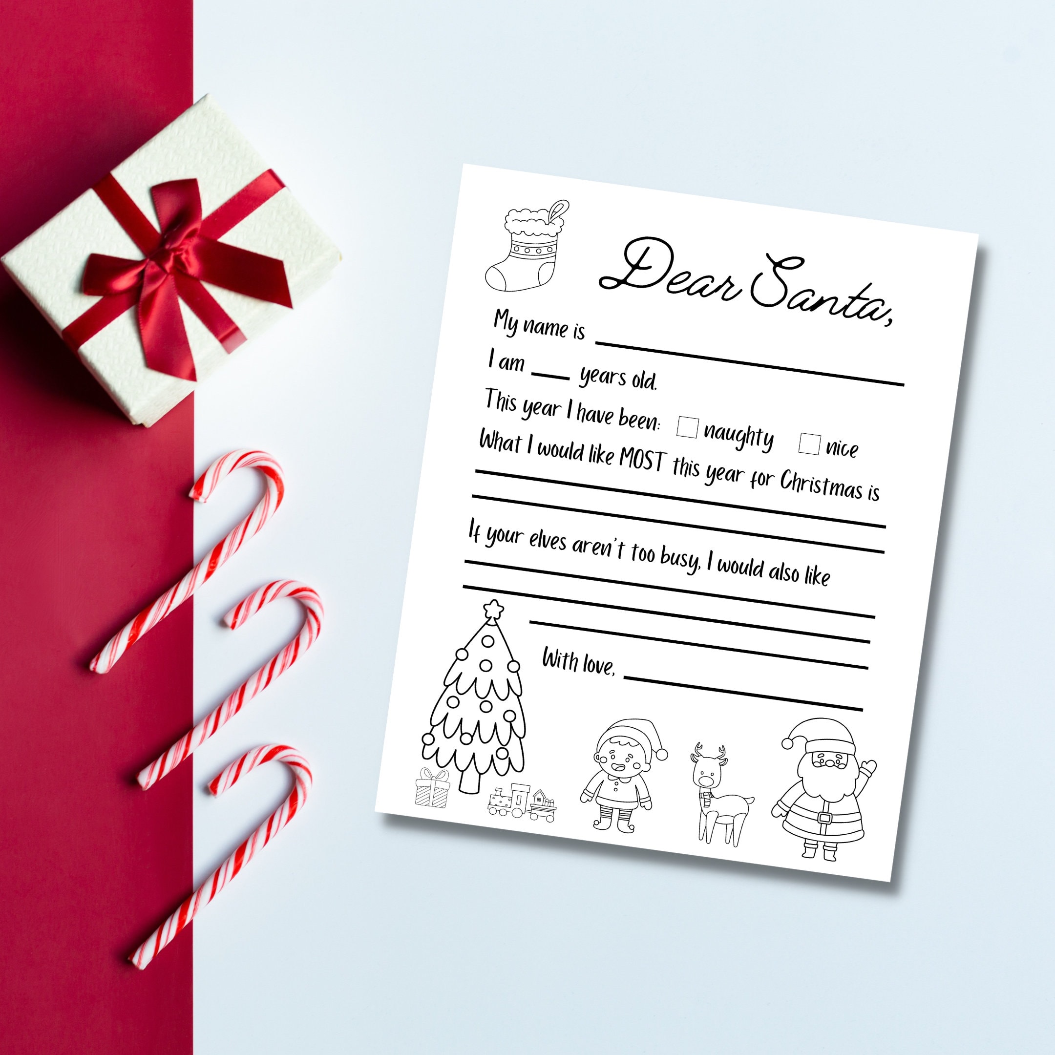 Dear Santa Letter Printable, Personalized Template, Christmas Activity ...