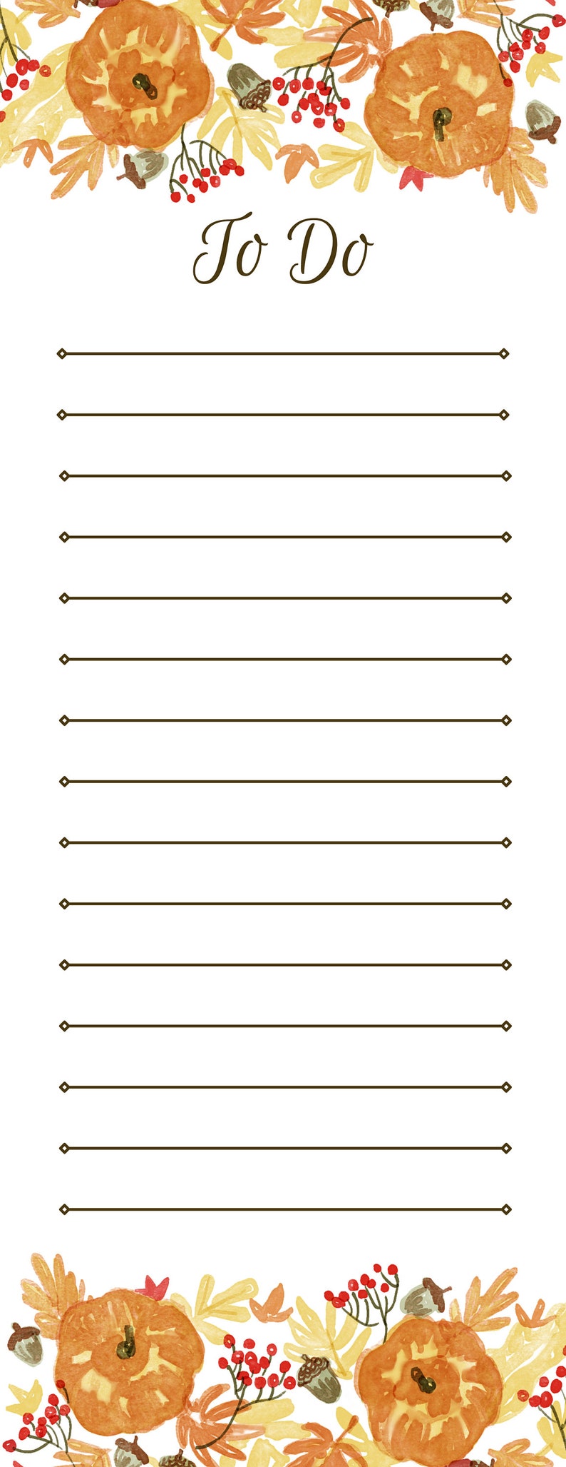 Fall Themed to Do List, Pumpkin and Leaves, Digital Download, Printable ...