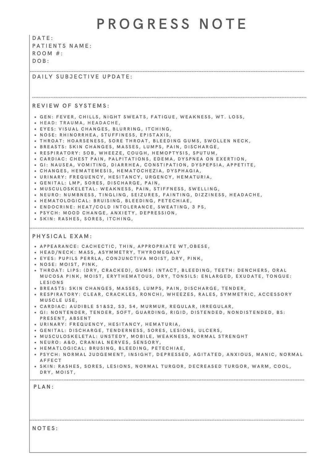 Progress Note, Nurse Practitioner Student, Nursing Student, Medical ...