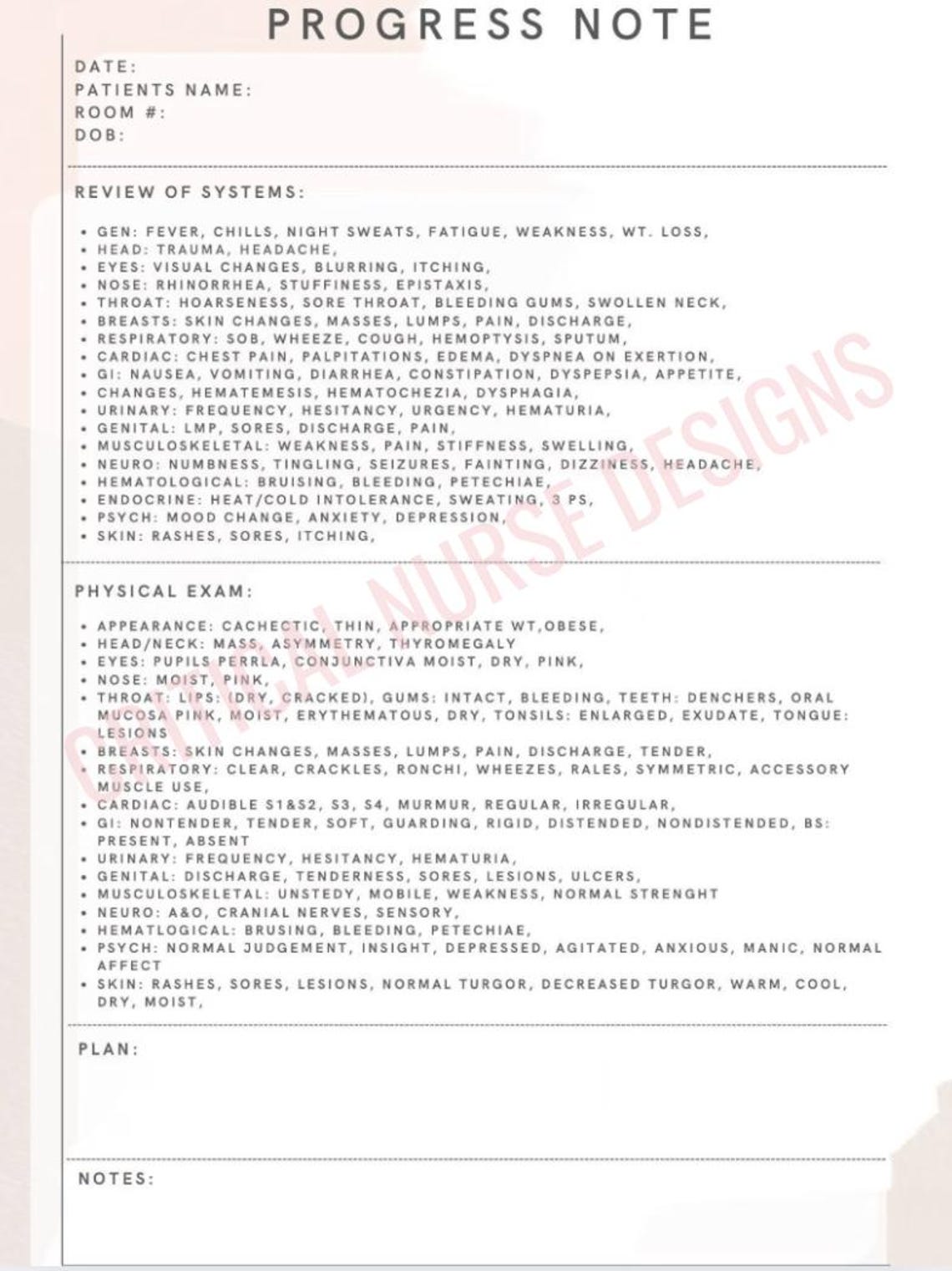 Comprehensive Progress Note Template for Physicians, Nurse ...