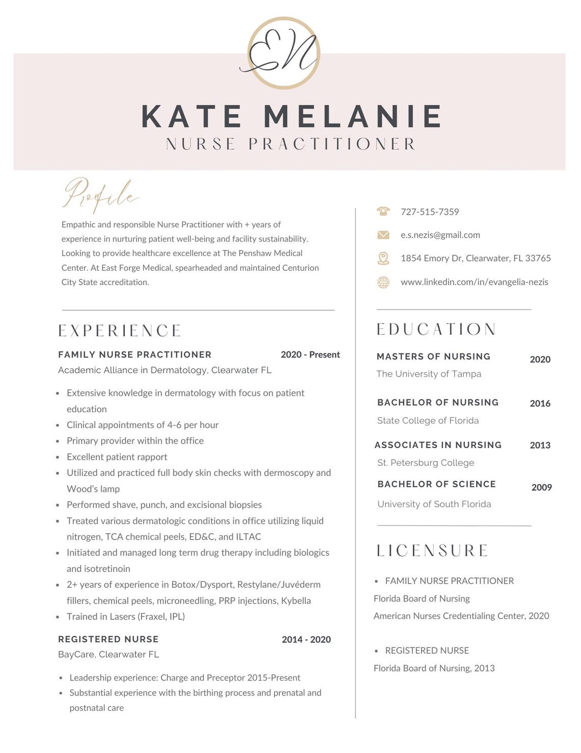 Customizable Resume Template for Medical Professionals With Cover ...