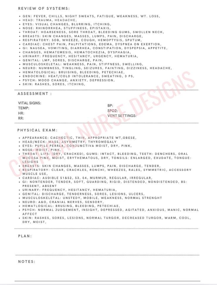 Comprehensive History & Physical Exam Template for New Graduate ...
