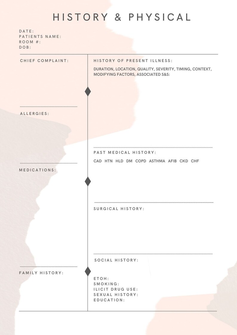 History and Physical Template, Nurse Practitioner Student, Nursing ...