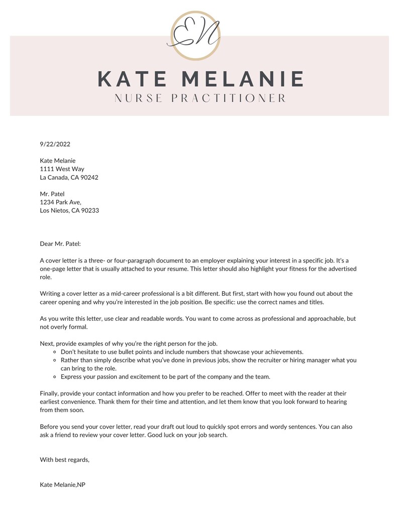 Customizable Resume Template for Medical Professionals With Cover ...
