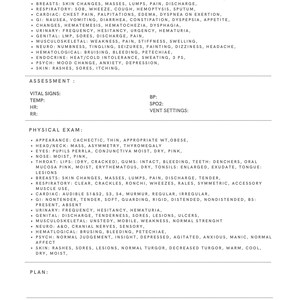 History and Physical Template, Nurse Practitioner Student, Nursing Student, Medical Student ...