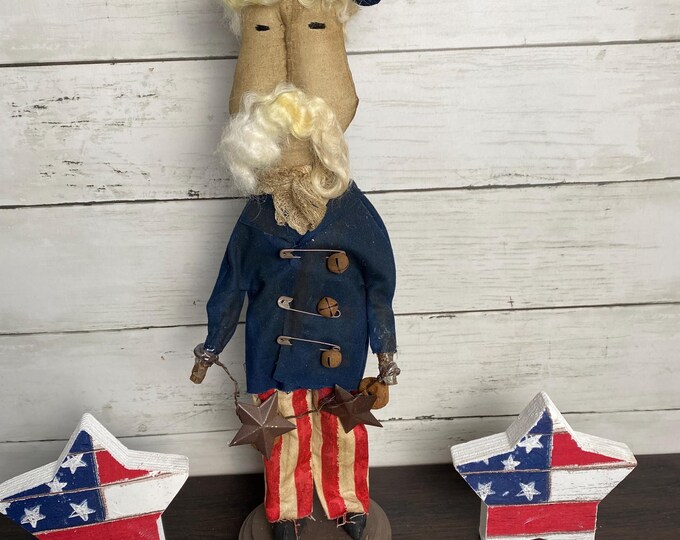 Charming Rustic Uncle Sam Decoration: Patriotic Farmhouse Table Sitter ...