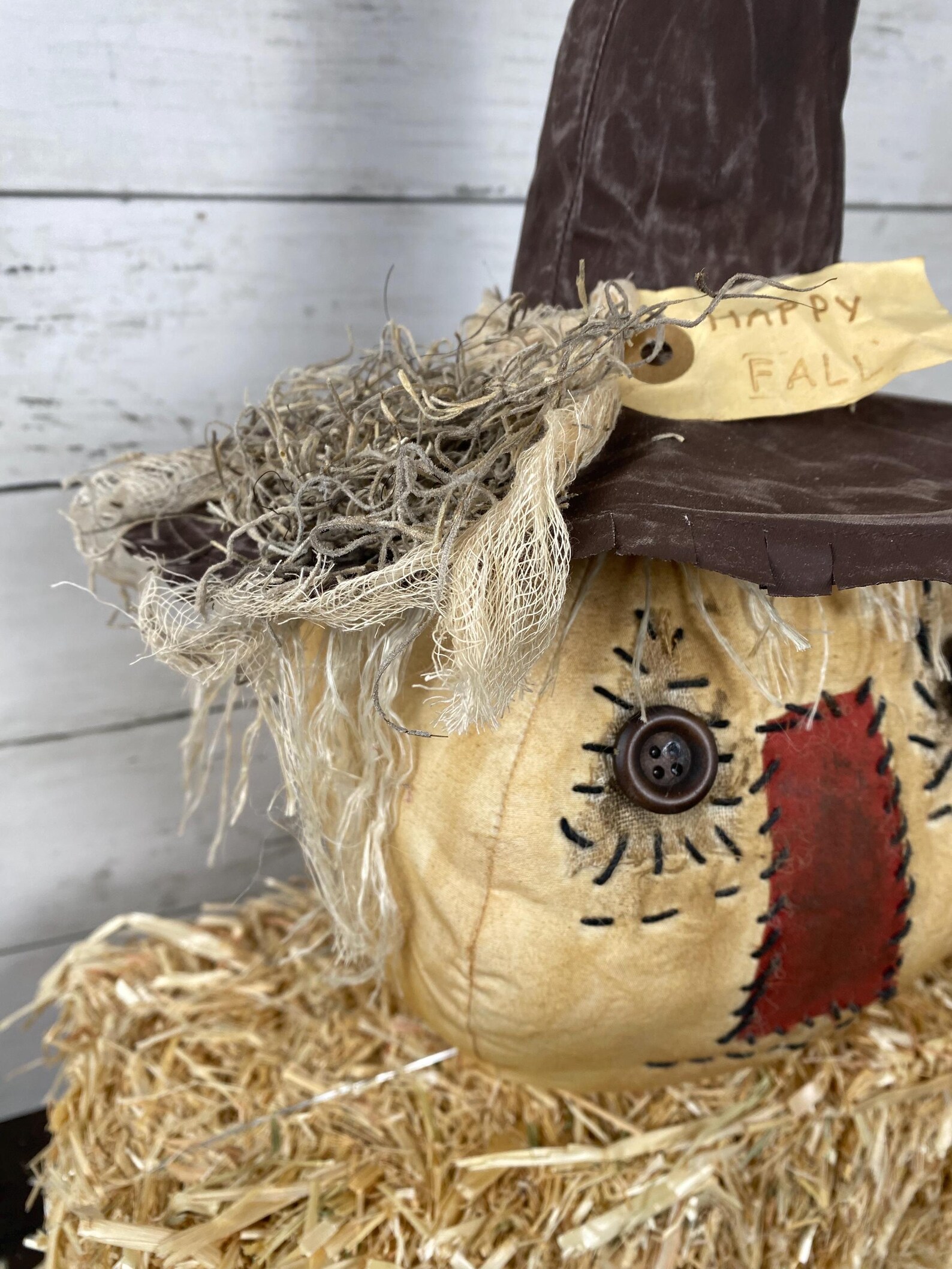 Adorable Muslin Scarecrow Head for Fall Halloween Decor and Whimsical ...