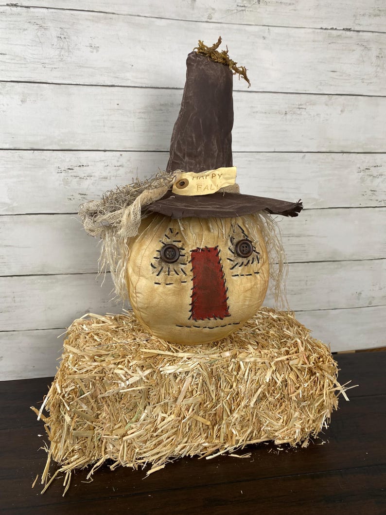 Adorable Muslin Scarecrow Head for Fall Halloween Decor and Whimsical ...