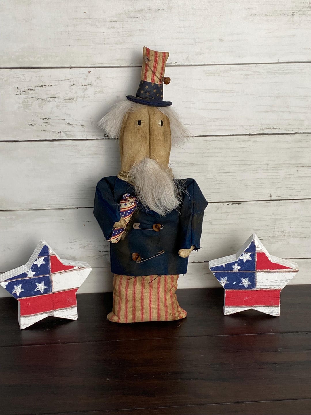 Rustic Uncle Sam Figurine: Patriotic Farmhouse Decor for Independence Day & 4th of July ...