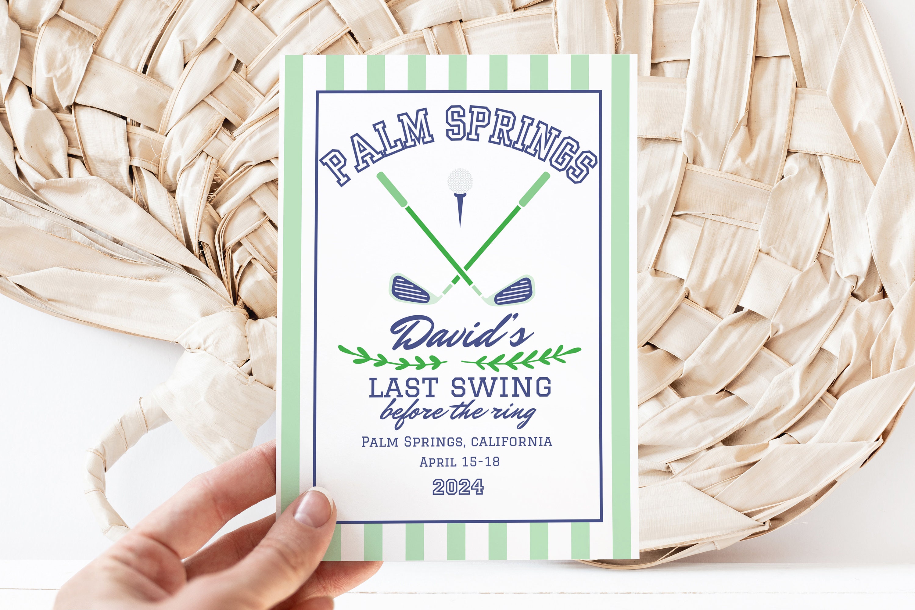 Editable Preppy Last Swing Before the Ring Golfing Bachelor Party ...