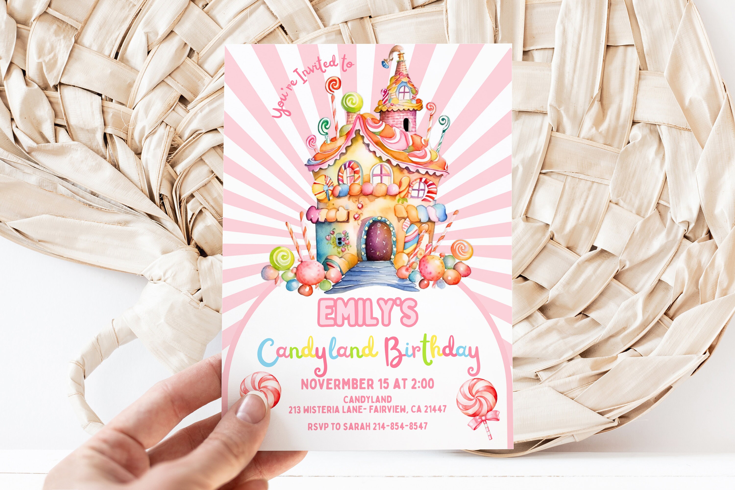 Editable Candyland Birthday Party Invitation Template and Coordinating ...