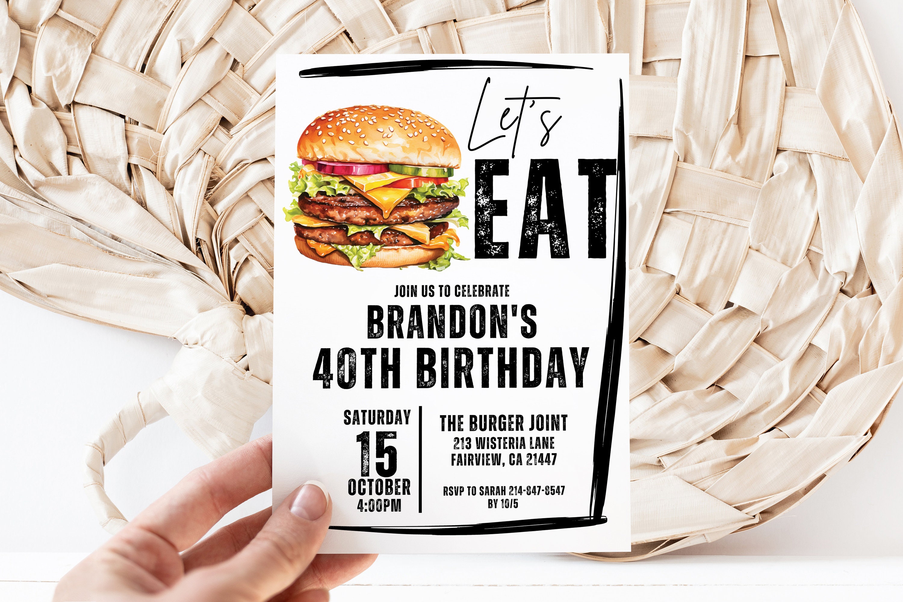 Editable Let's Eat Cheeseburger Barbeque Adult Birthday - Etsy