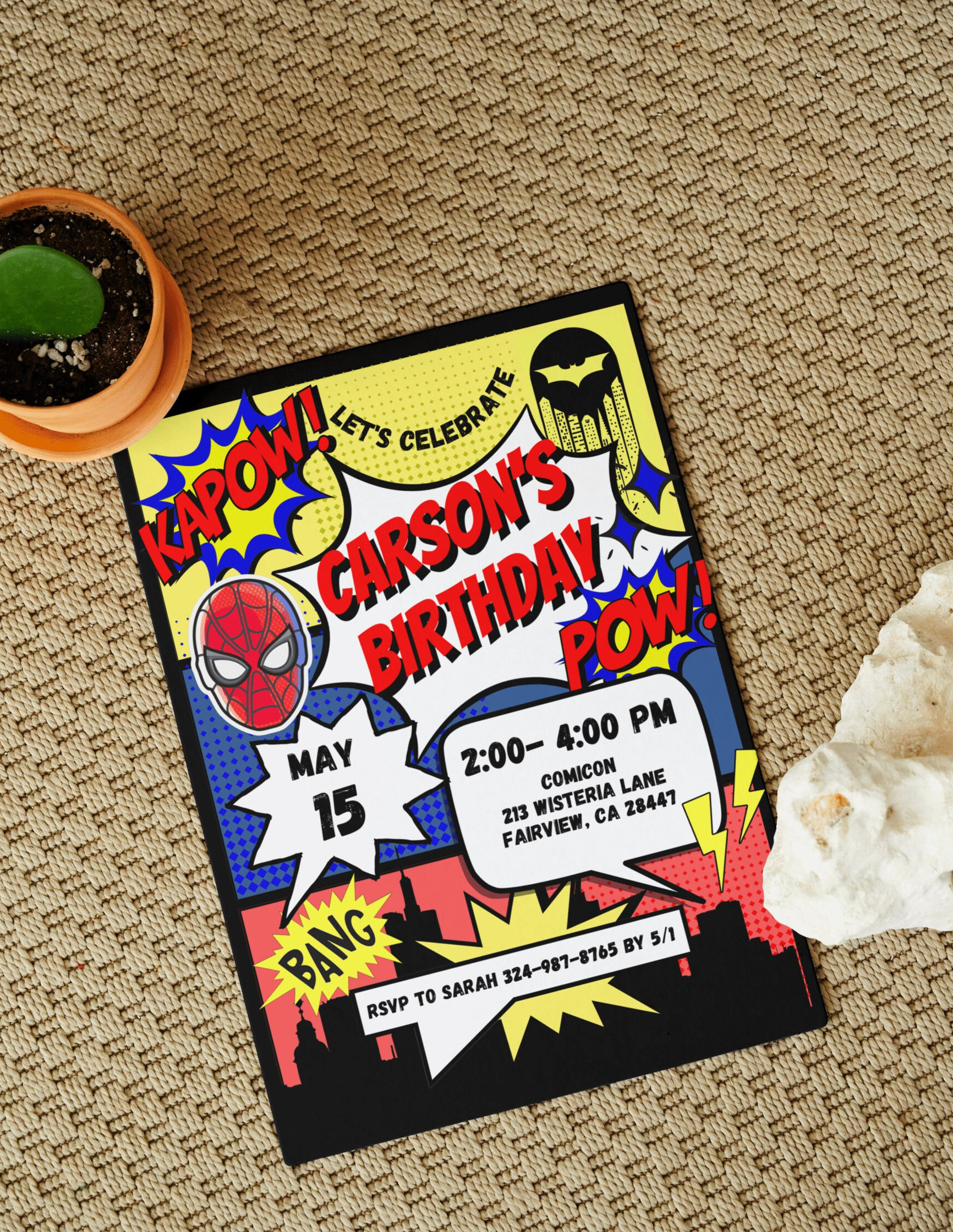 Editable Comic Super Hero Invitation Template, Comic Book Invite ...
