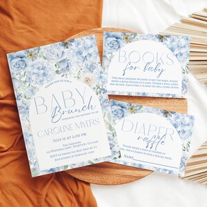 Editable Blue Floral Welcome Sign, Blue Hydrangea and Roses, 18x24 and ...