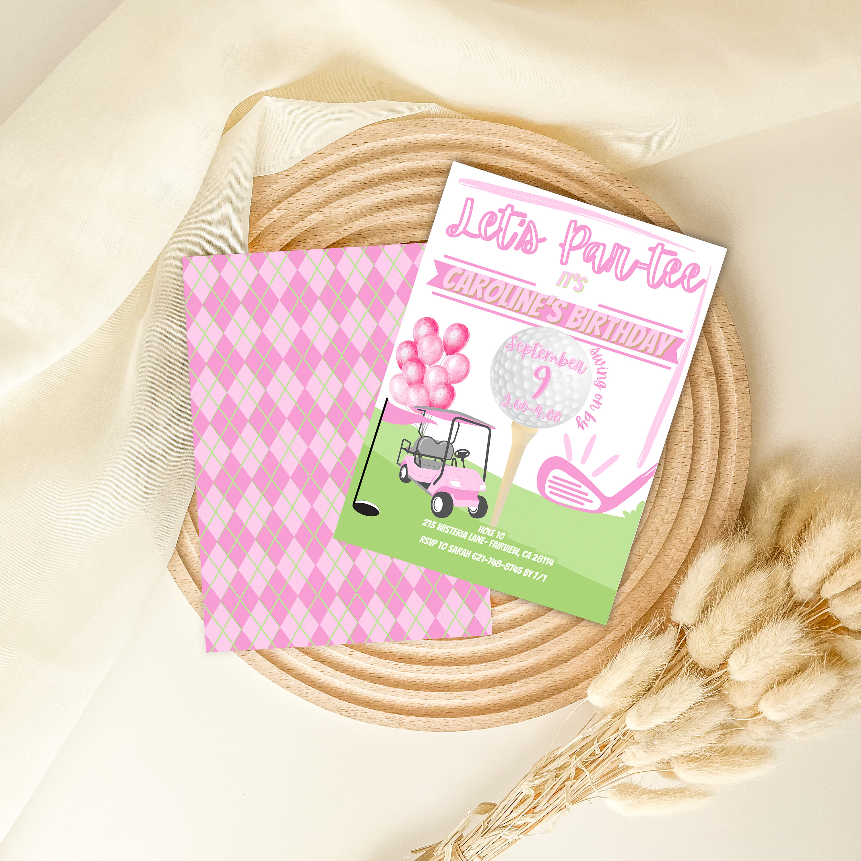 Editable Preppy Argyle Let's Partee Girly Golf Birthday - Etsy