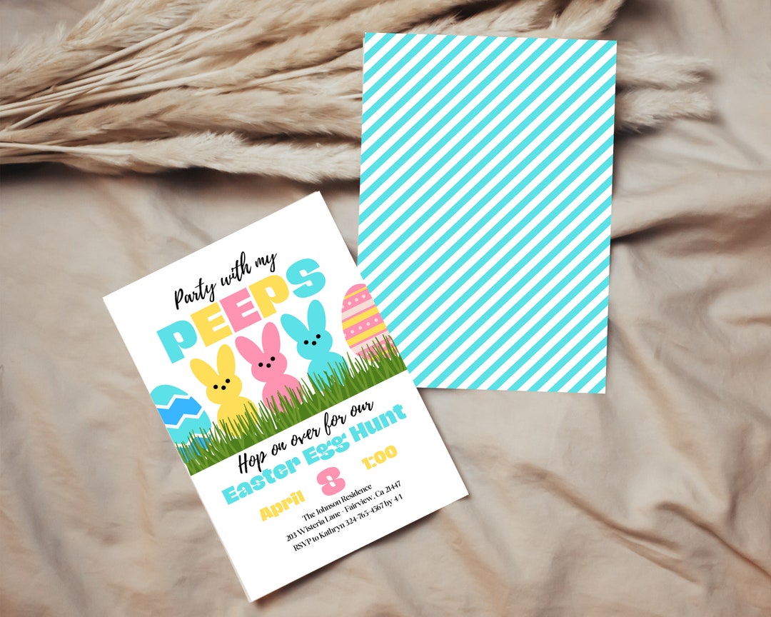 Party With My Peeps Easter Egg Hunt Invitation, Easter Invitation ...