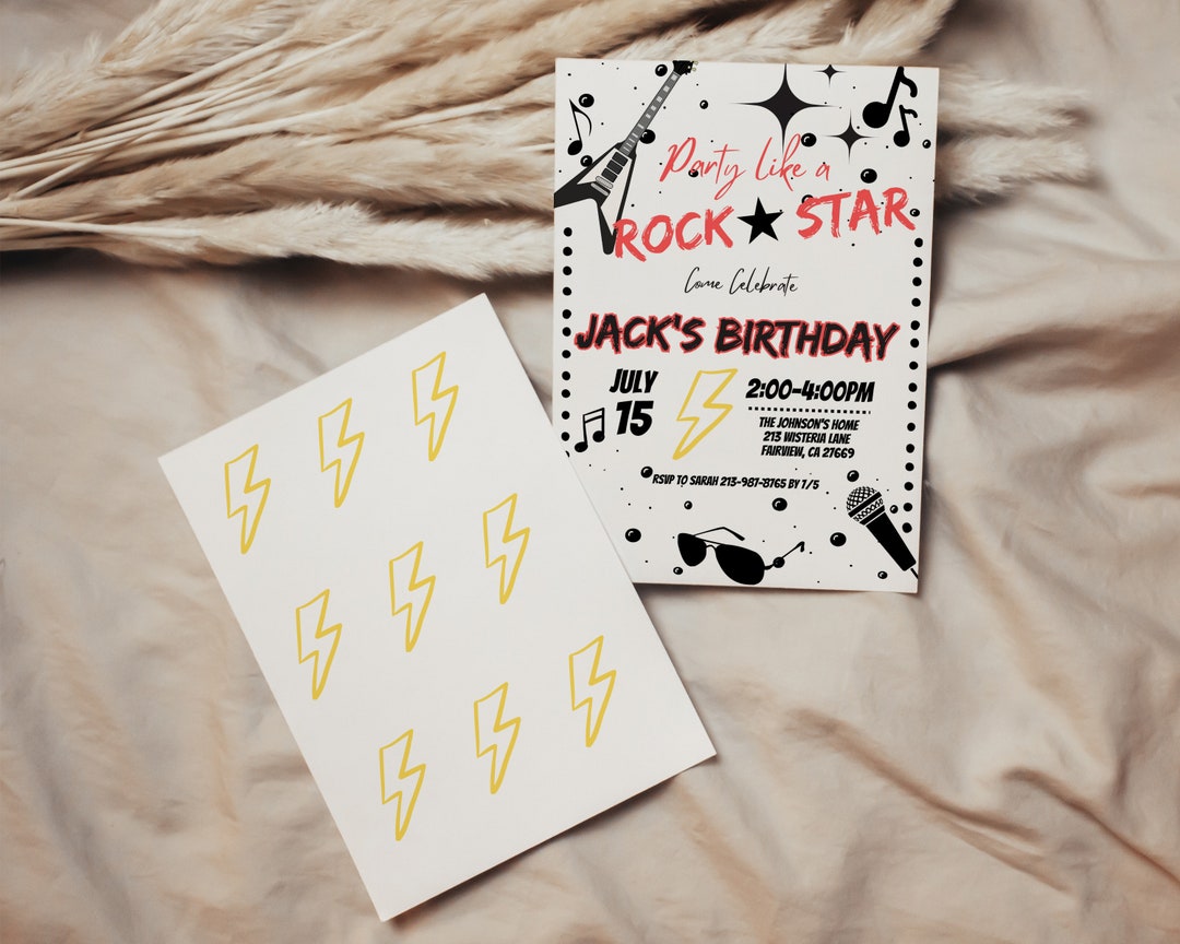 Editable Party Like a Rock Star Birthday Invitation Template, Rockstar ...