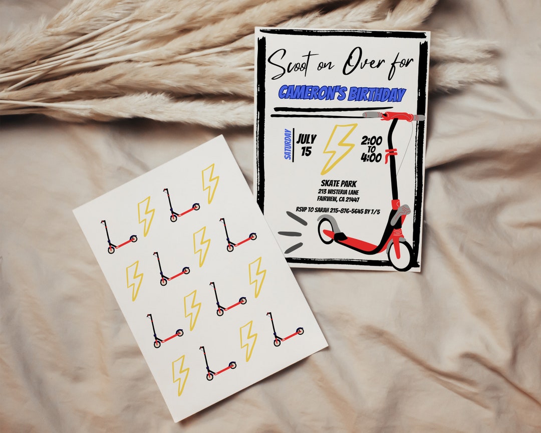 Editable Scoot on Over Birthday Invitation Template, Scooter Party ...