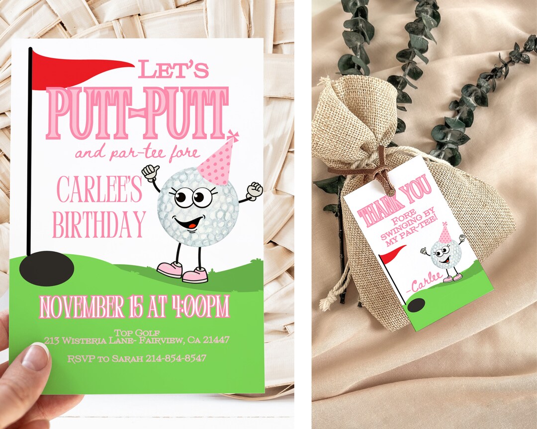 Editable Let's Putt Putt Birthday Invitation Template, Golfing Let's ...