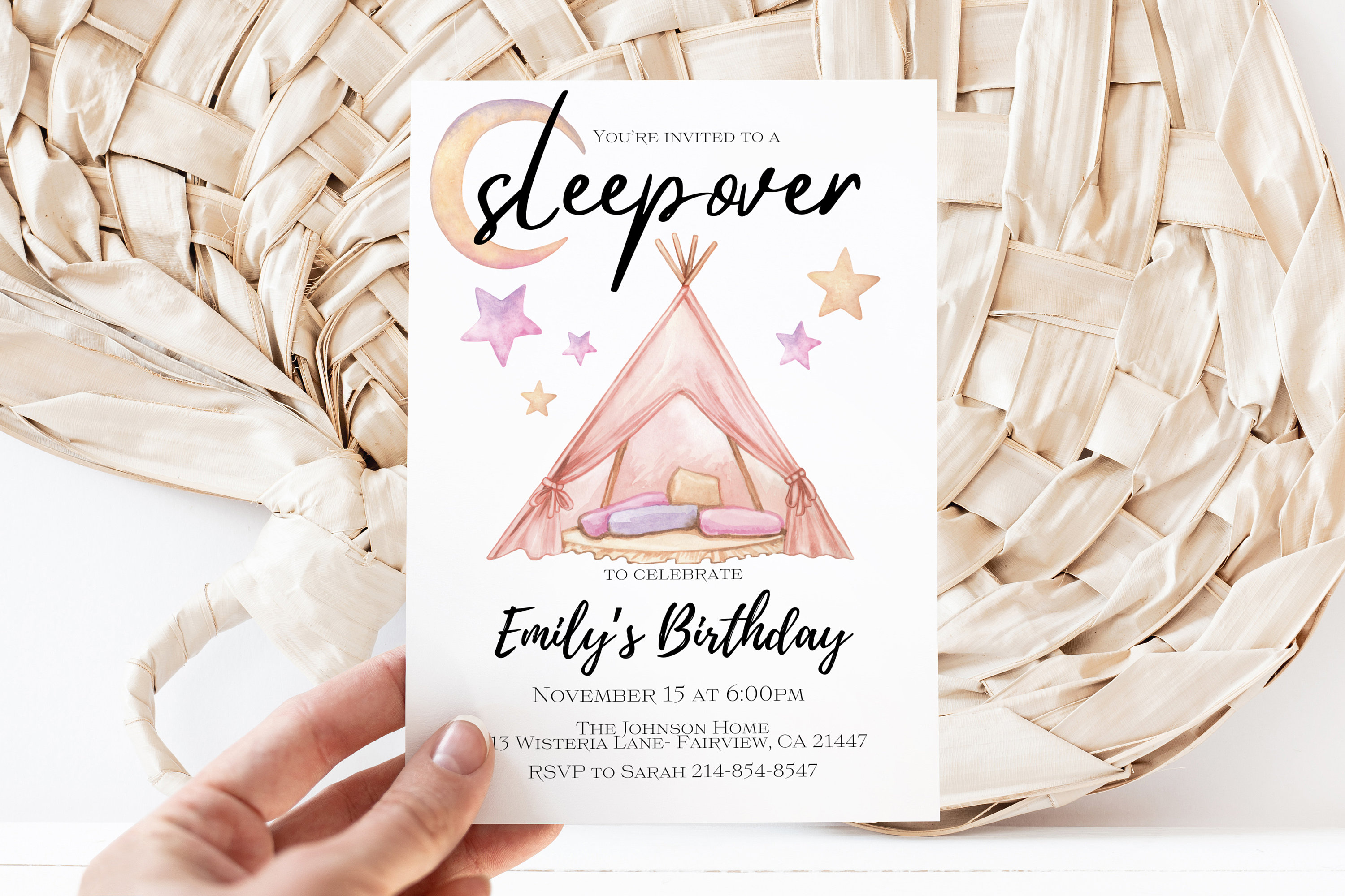 Editable Sleepover Tent Birthday Invitation Template Slumber - Etsy