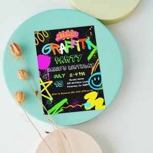 Graffiti Birthday Invitation, Graffiti Invite, Paint Invite, Digital ...