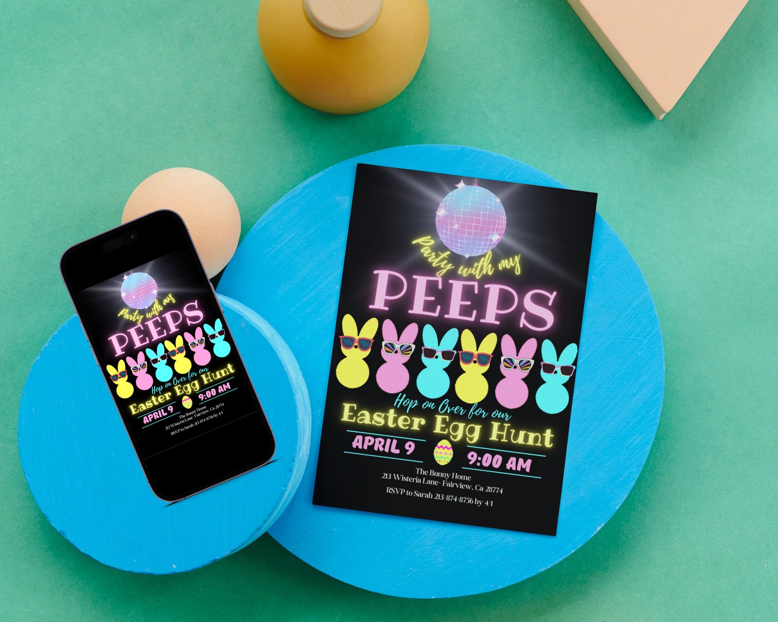 Editable Party With My Peeps Easter Egg Hunt Invitation Template, Peep ...