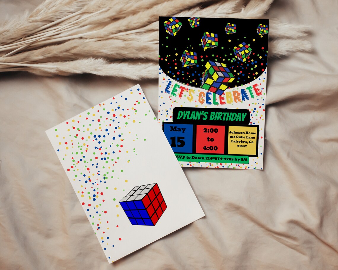 Editable Puzzle Cube Cube Birthday Invitation Template Puzzle - Etsy