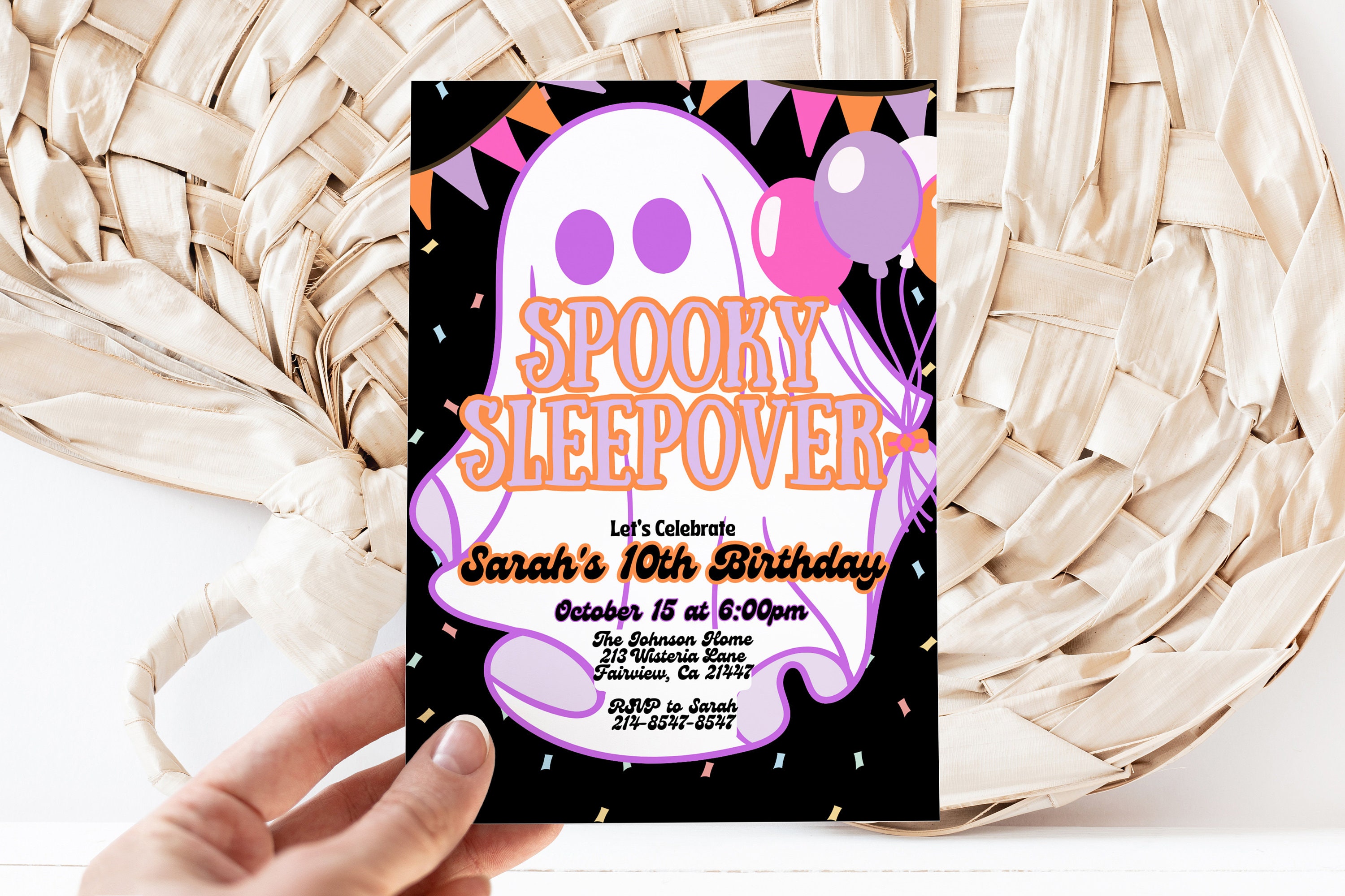 Editable Spooky Sleepover Invitation Template, Halloween Slumber Party ...