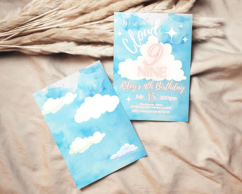Editable Cloud Nine Birthday Invitation Template, Cloud Nine Party ...