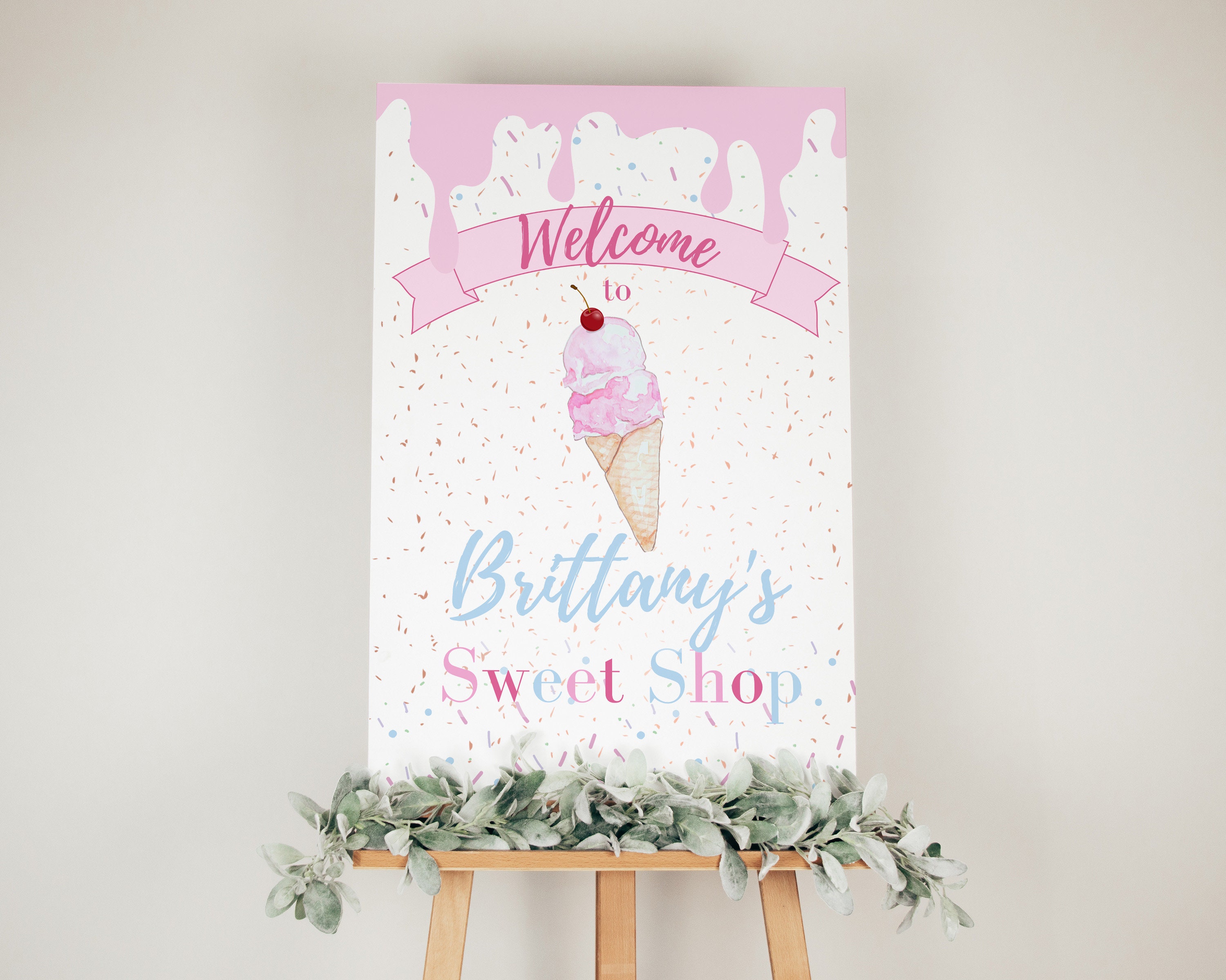 Editable Here's the Scoop Ice Cream Birthday Party Invitation Template ...