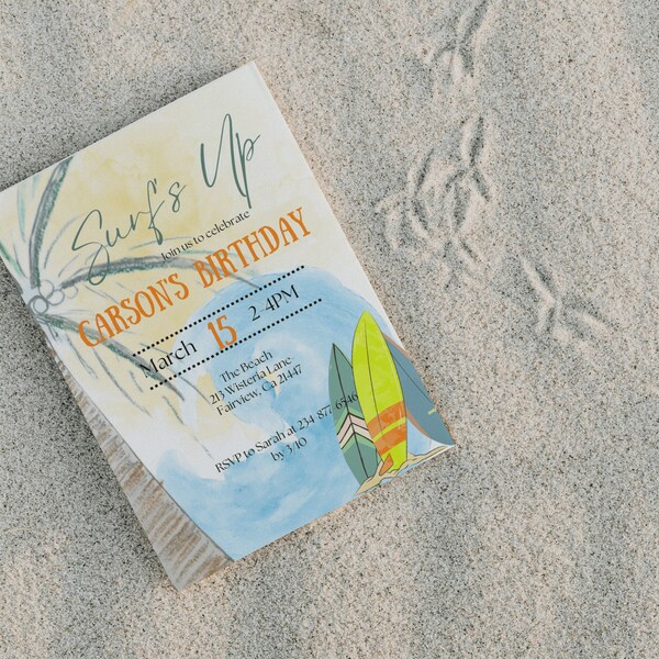 Surfing Invitation - Etsy