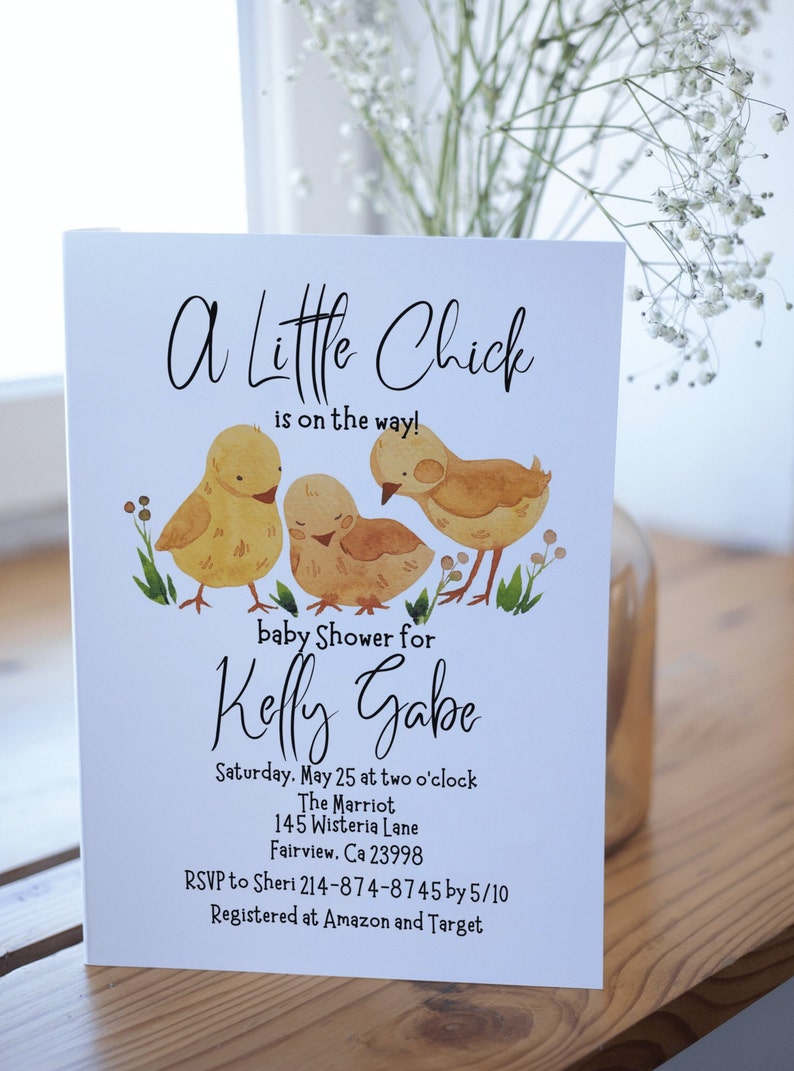 A Little Chick is on the Way Baby Shower Invitation, Chick Baby Shower ...
