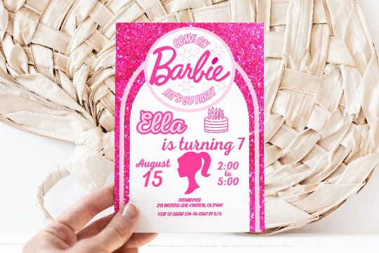 Editable Hot Pink Glitter Favor Tag Template, Fashion Doll Birthday ...